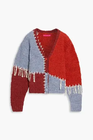 THE ELDER STATESMAN Patchwork Bouclé-knit Cotton Cardigan