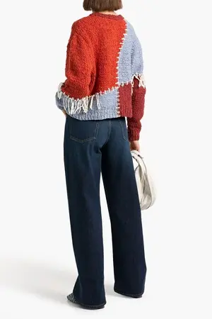 THE ELDER STATESMAN Patchwork Bouclé-knit Cotton Cardigan