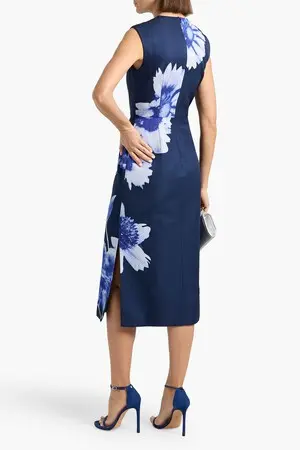 Erdem Floral-print Faille Midi Dress - Navy