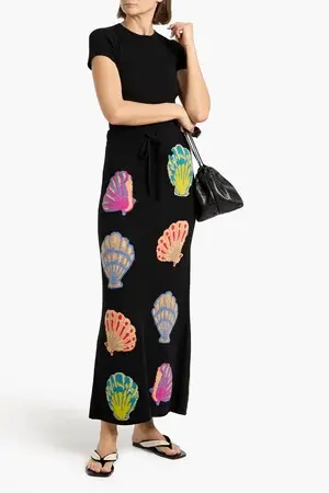 THE ELDER STATESMAN Shell Jacquard-knit Cashmere Maxi Skirt