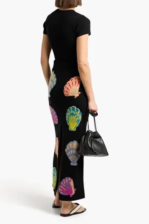 THE ELDER STATESMAN Shell Jacquard-knit Cashmere Maxi Skirt