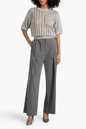 Brunello Cucinelli Sequin-embellished Open-knit Linen-blend Sweater