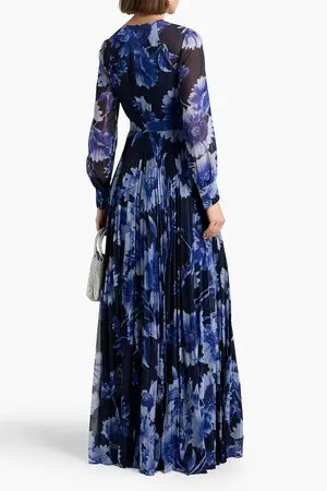 Erdem Floral-print Chiffon Gown - Indigo