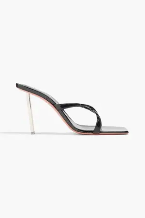 Amina Muaddi Adriana Patent-Leather Mules - Black