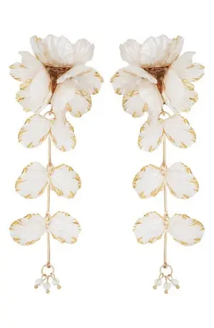 PANACEA Linear Flower Earrings - White
