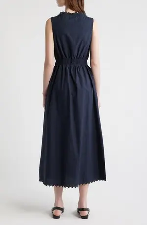 FRAME The Serene Cotton Poplin Dress - Navy
