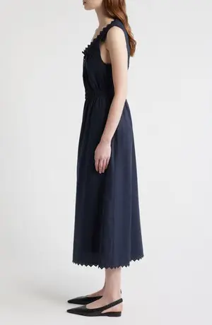 FRAME The Serene Cotton Poplin Dress - Navy