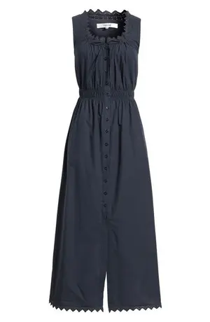 FRAME The Serene Cotton Poplin Dress - Navy