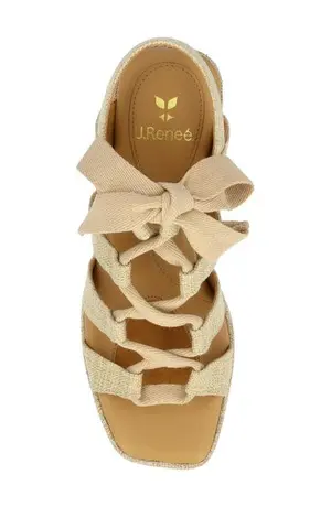 J. Reneé Garlynn Lace-up Platform Wedge Sandal - Tan