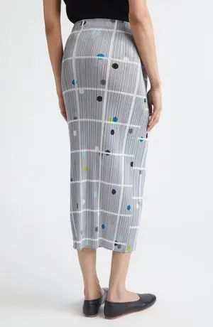 Issey Miyake Crossing Dots Print Pleated Midi Skirt