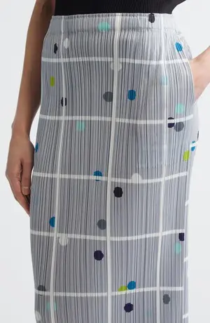 Issey Miyake Crossing Dots Print Pleated Midi Skirt