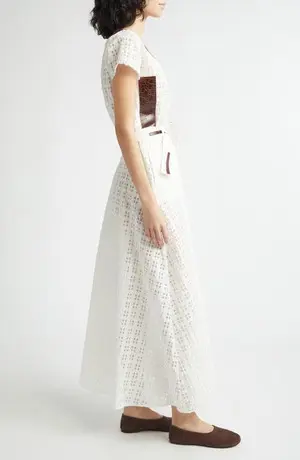 KÚR Belted Mixed Media Maxi Dress