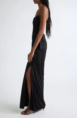 Versace Liquid Drape Jersey Gown - Black