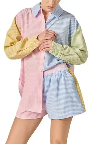 English Factory Colorblock Stripe Pull-on Shorts