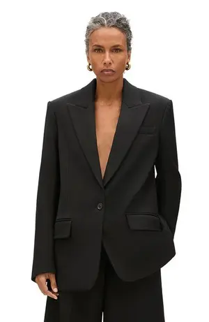 Another Tomorrow Oversized Tailored Jacket - Black