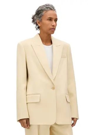 Another Tomorrow Oversized Tailored Jacket - Sand