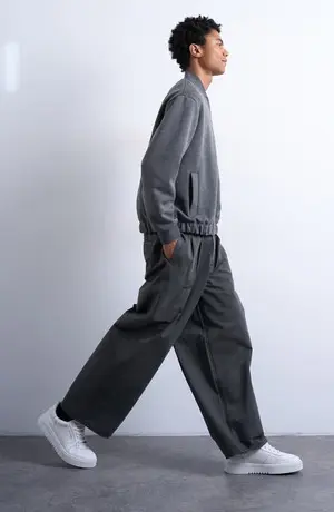 Topman Super Baggy Wide Leg Cotton Twill Pants - Khaki