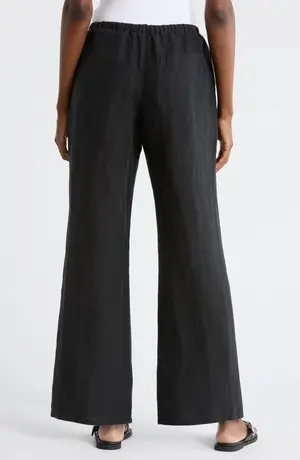 Marine Layer Linen Blend Straight-leg Pants - Black