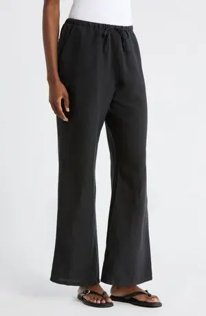 Marine Layer Linen Blend Straight-leg Pants - Black