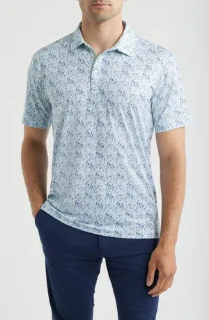SWANNIES Sunday Floral Performance Golf Polo - Sky