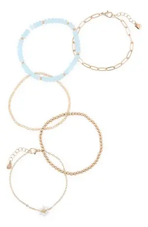Bp. Floral Set Of Five Bracelets - Gold