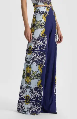 Alice + Olivia Athena Scarf Print Wide-leg Pants - Antique Scroll