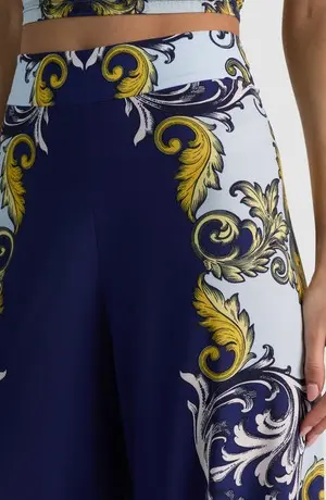 Alice + Olivia Athena Scarf Print Wide-leg Pants - Antique Scroll