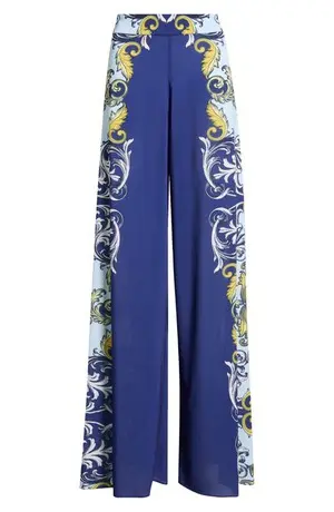 Alice + Olivia Athena Scarf Print Wide-leg Pants - Antique Scroll