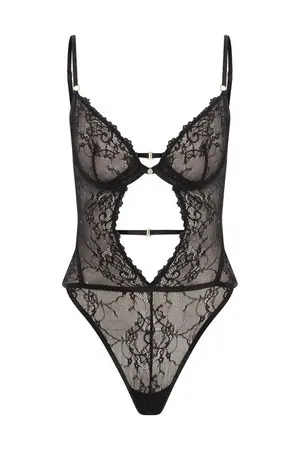 HOUSE OF SILK Charlotte Lace Bodysuit - Black