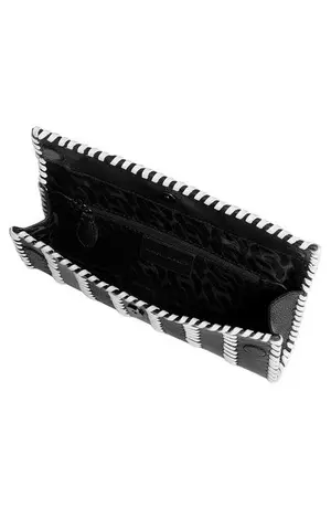 Rebecca Minkoff Whipstitch Patchwork Leather Clutch - Black/white