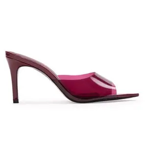 BLACK SUEDE STUDIO Belle Sandal Pointy Toe Slip-on Mule With Pvc Detail - Ruby Patent Leather