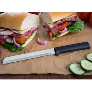 RADA Cutlery 6-inch Bread Knife Stainless Steel Serrated Blade - Black
