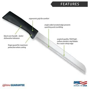 RADA Cutlery 8-inch Bread Knife Serrated Stainless Blade Anthem Wave Handle