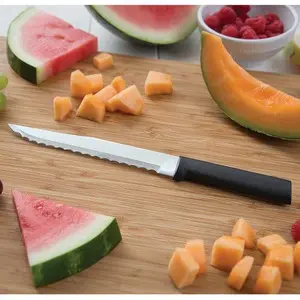 RADA Cutlery 7-inch Serrated Slicer Stainless Steel Blade - Black