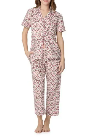 BEDHEAD PAJAMAS Print Organic Cotton Poplin Crop Pajamas - Olivia
