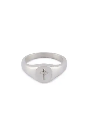 SERGE DENIMES Sterling Cross Signet Ring - Silver