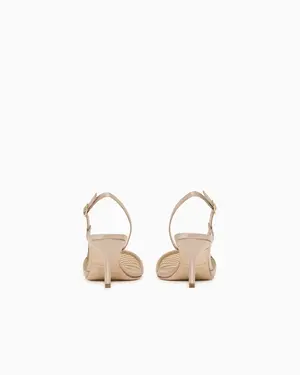 Giorgio Armani Satin And Mesh Court Shoes With Rhinestones - Beige