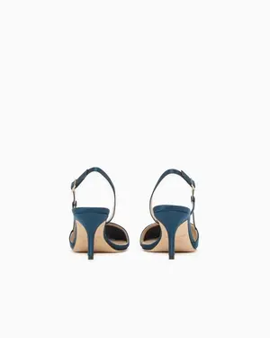 Giorgio Armani Satin And Mesh Court Shoes With Rhinestones - Blue