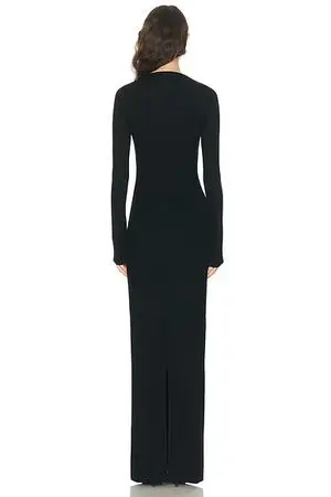 Eterne Long Sleeve Boatneck Maxi Dress - Black