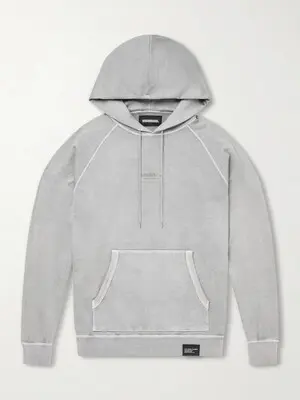 NEIGHBORHOOD Logo-embroidered Pigment-dyed Cotton-jersey Hoodie - Gray