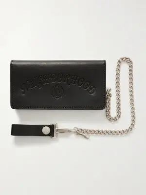 NEIGHBORHOOD Logo-embossed Leather Billfold Wallet - Black