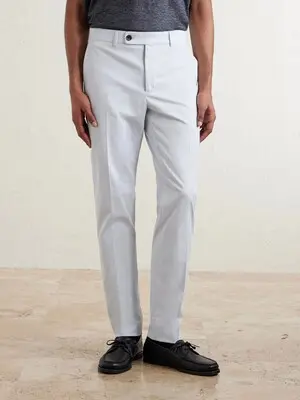 SLOWEAR Tapered Stretch-cotton Trousers - Blue