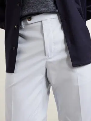 SLOWEAR Tapered Stretch-cotton Trousers - Blue