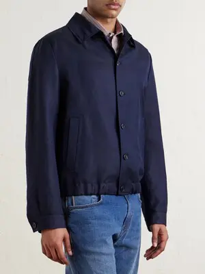 SLOWEAR Wool And Linen-blend Bomber Jacket - Blue