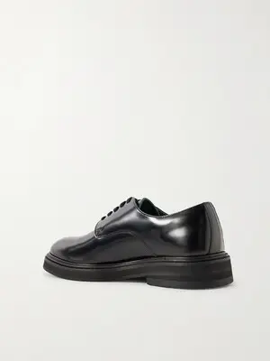 VINNY'S Officer Polished-leather Derby Shoes - Black