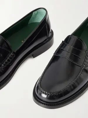 VINNY'S Yardee Polished-leather Penny Loafers
