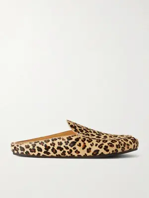 VINNY'S Leopard-print Pony Hair Loafers - Brown