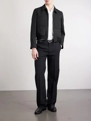 TOM FORD Leather-trimmed Wool And Silk-blend Jacket