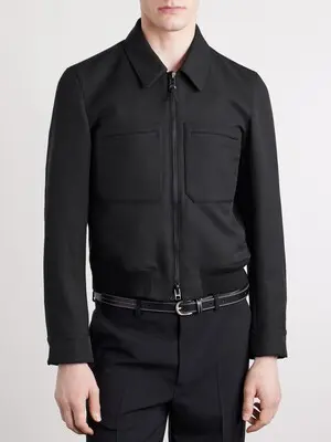 TOM FORD Leather-trimmed Wool And Silk-blend Jacket