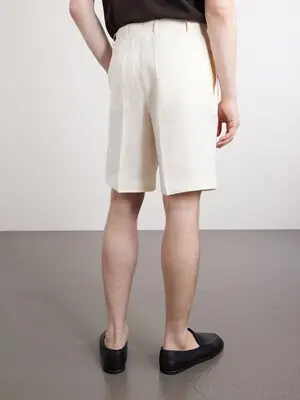 Rubinacci Straight-leg Pleated Cotton Shorts - White